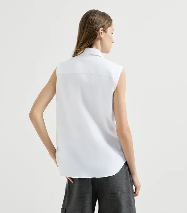Brunello Cucinelli Stretch-cotton Poplin Sleeveless Shirt