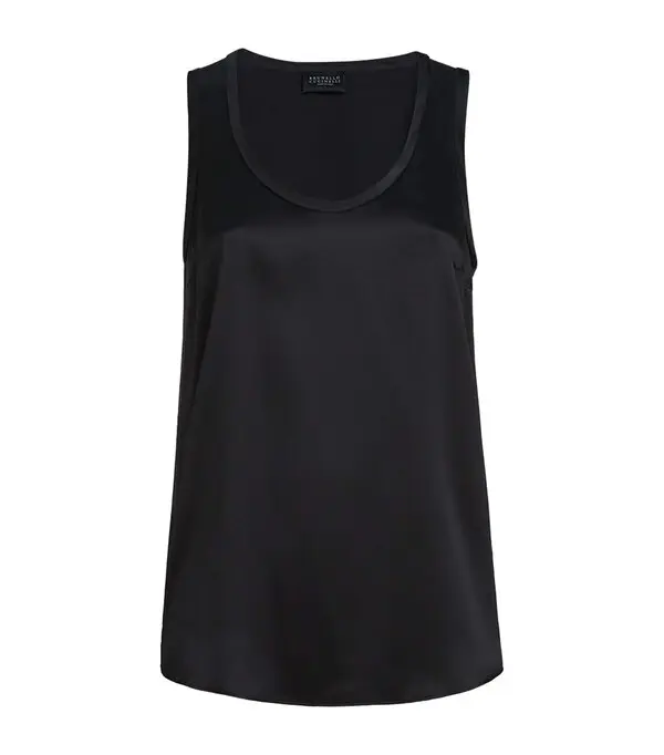 Brunello Cucinelli Stretch-silk Satin Tank Top - Black