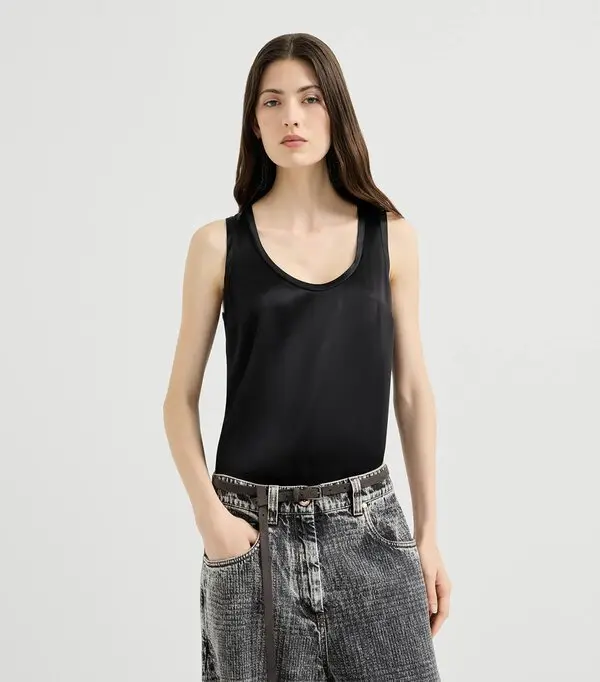 Brunello Cucinelli Stretch-silk Satin Tank Top