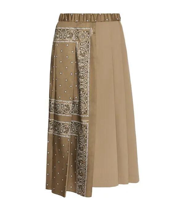 Max Mara Asymmetric Pleated Midi Skirt - Brown