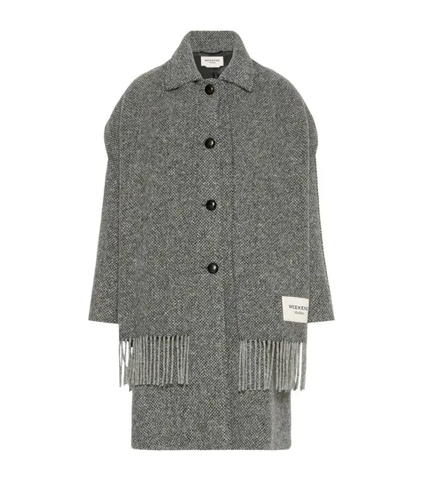 Max Mara Virgin Wool-blend Scarf-detail Coat - Grey