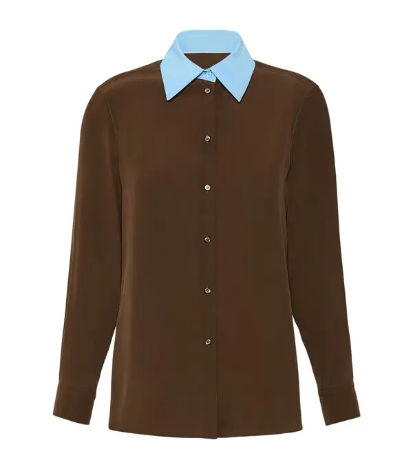 Max Mara Silk Contrast Collar Shirt
