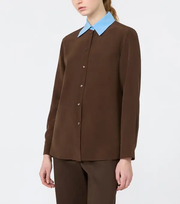 Max Mara Silk Contrast Collar Shirt