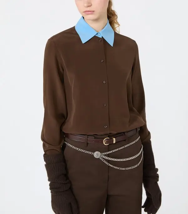 Max Mara Silk Contrast Collar Shirt