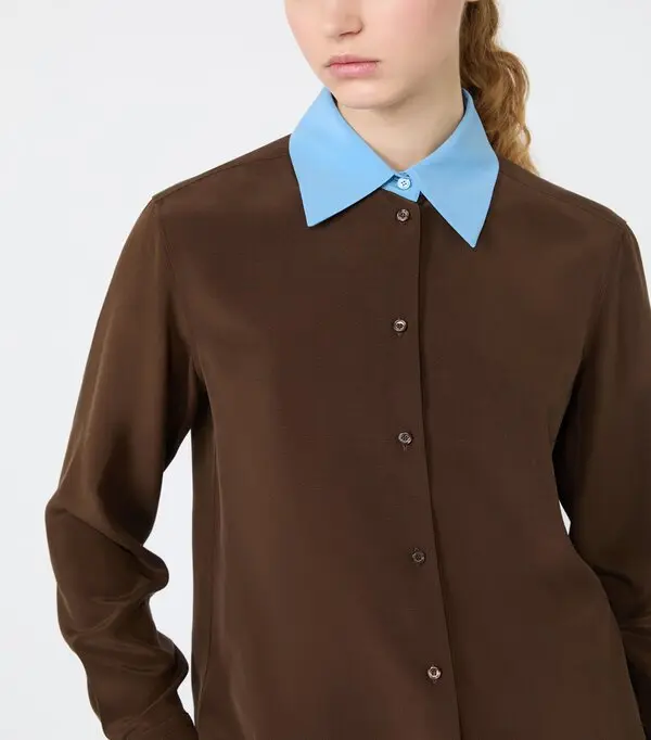 Max Mara Silk Contrast Collar Shirt