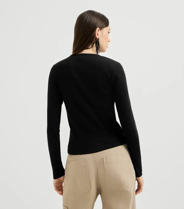 Brunello Cucinelli Monili Long-sleeve V-neck T-shirt