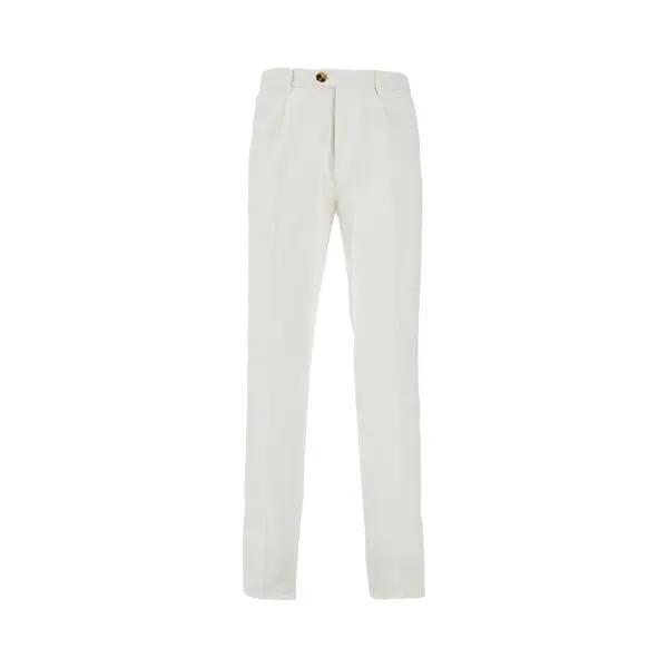 Brunello Cucinelli Cotton Gabardine Slim Leg Pants - White