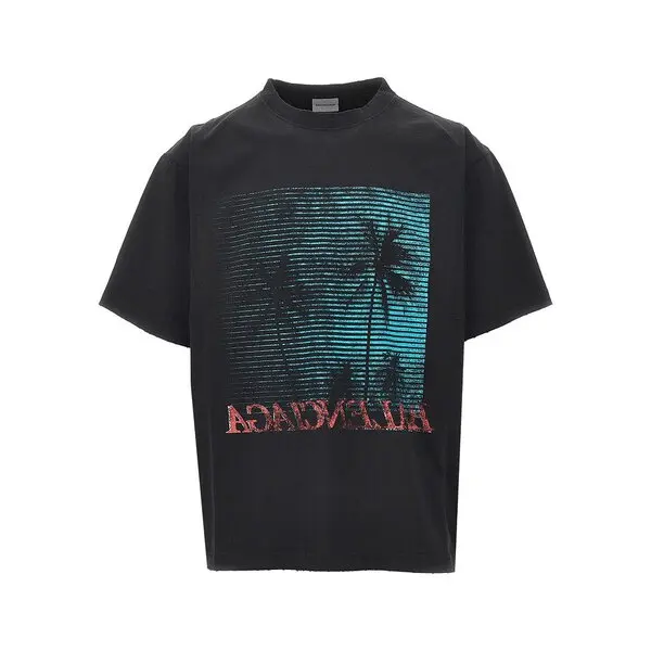 Balenciaga Front Print Overized T-hirt - Black