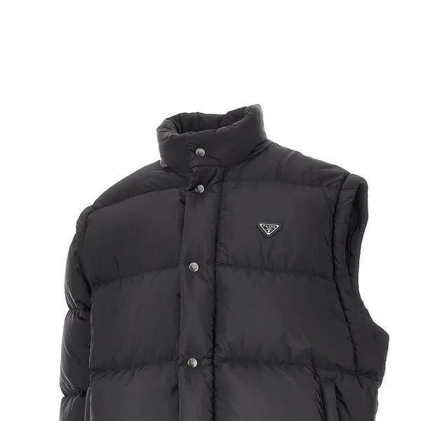Prada Re-nylon Down Jacket With Enamel Triangle Logo