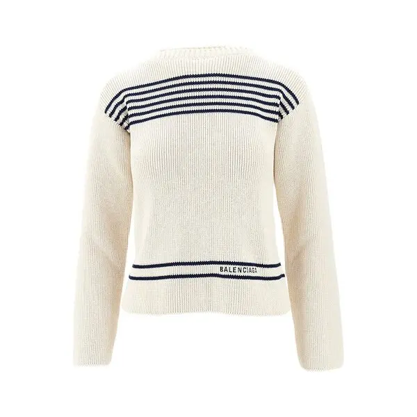 Balenciaga Boat-neck Cotton Sweater Woan - Beige