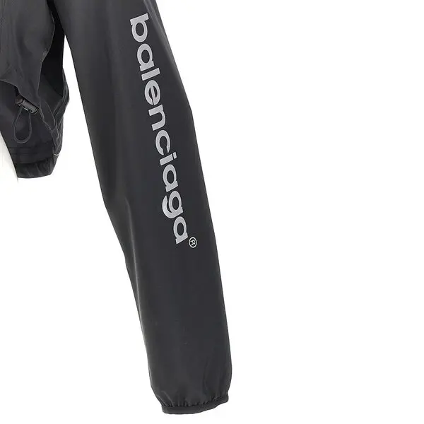 Balenciaga Cropped Techwear Jacket With Reflex Piping And Logo Print - Black