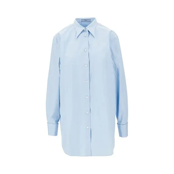 Prada Creased Effect Poplin Shirt - Blue