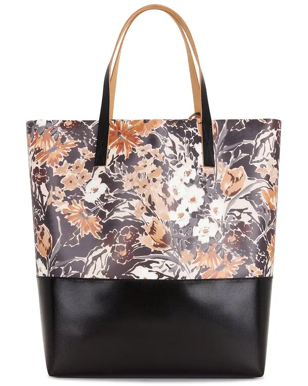 Marni Printed Tote Bag With Leather Trims