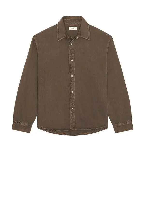 FRAME Relaxed Denim Overshirt - Brownstone