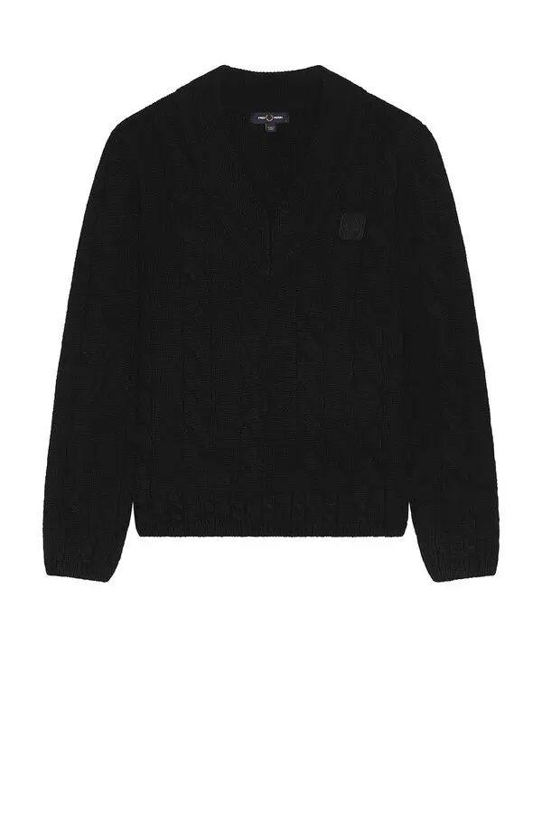 Fred Perry Cable Knit V-neck Jumper
