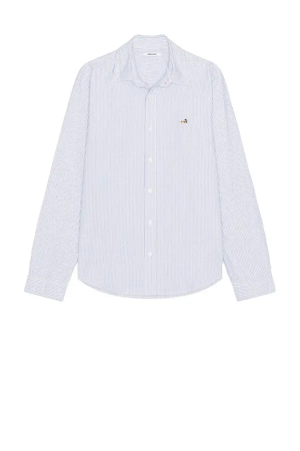 EDMMOND STUDIOS Duck Striped Shirt In Blue - Plain Light Blue