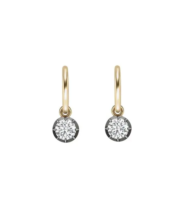 JESSICA MCCORMACK 0.40ct Diamond & Blackened Gypset Hoop Earrings - Gold