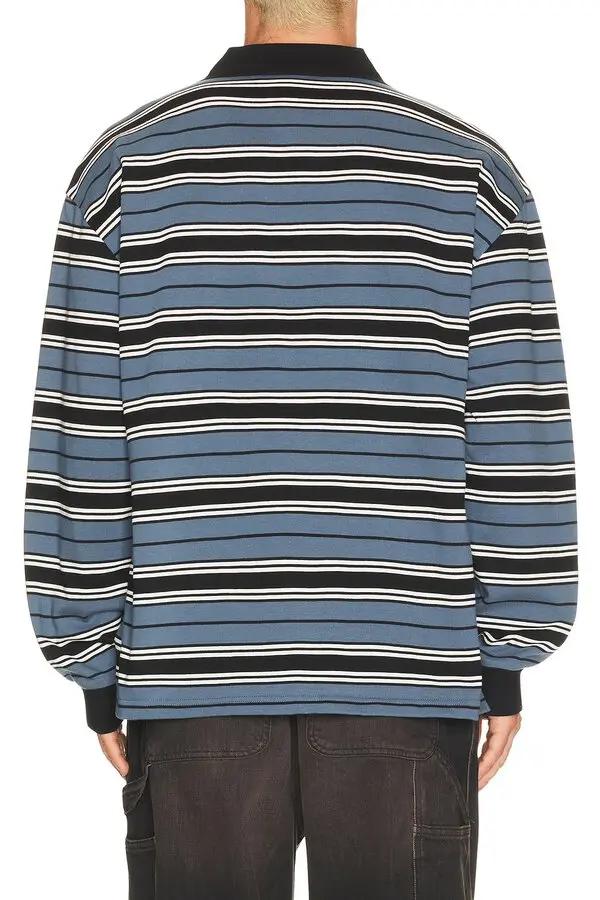 Carhartt Work In Progress Long Sleeve Devitt Rugby Shirt In Devitt Stripe &amp; Scarab