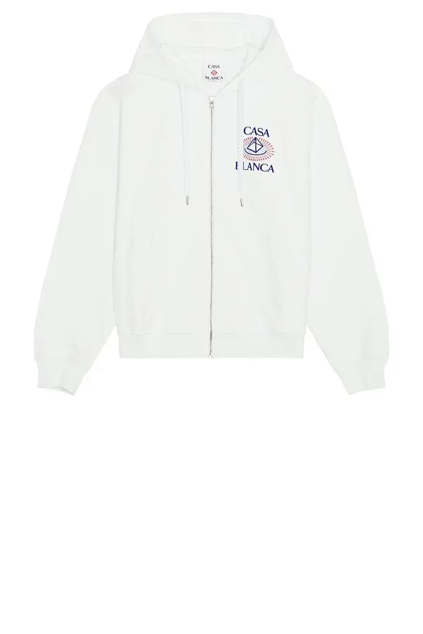 Casablanca Celestial Pyramid Flock Printed Classic Zip Up Hoodie - Ice Blue