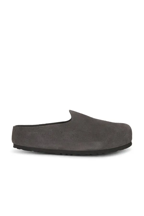 BIRKENSTOCK Amsterdam Wrapped Suede Clogs - Charcoal