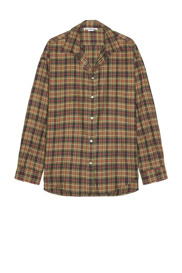 Acne Studios Setar Ls Check Flannel In Green - Green Multi