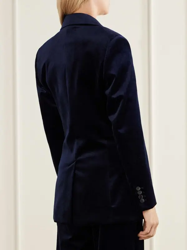 Victoria Beckham Satin-trimmed Cotton-blend Velvet Blazer