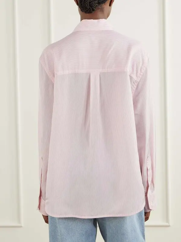 Bottega Veneta Logo-embroidered Pinstriped Crepon Shirt