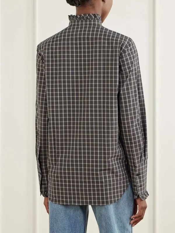 NILI LOTAN Elio Ruffled Checked Cotton Shirt