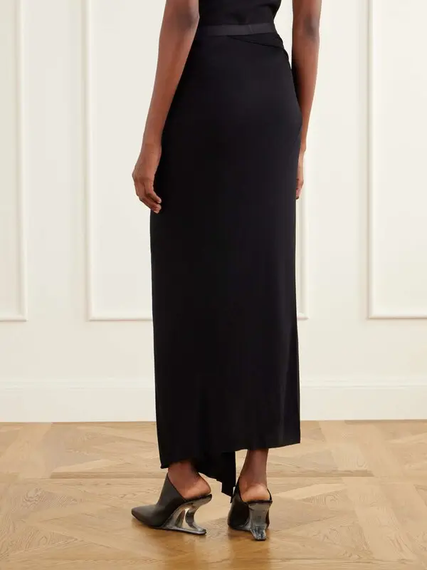 Rick Owens Anthem Draped Jersey Midi Skirt