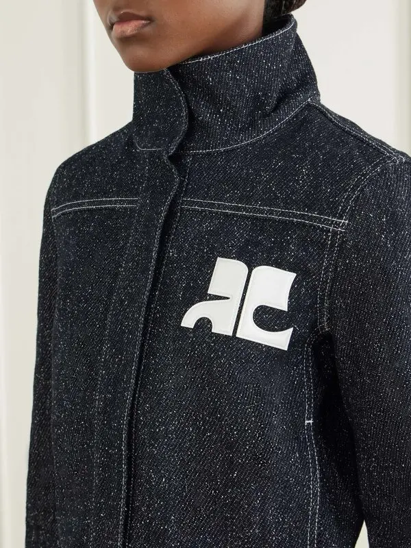 COURREGES Logo-embellished Denim-tweed Jacket