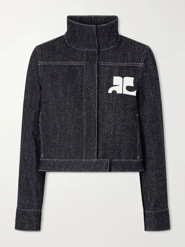 COURREGES Courrèges Logo-embellished Denim-tweed Jacket - Blue