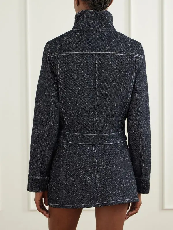 COURREGES Logo-embellished Denim-tweed Jacket - Blue