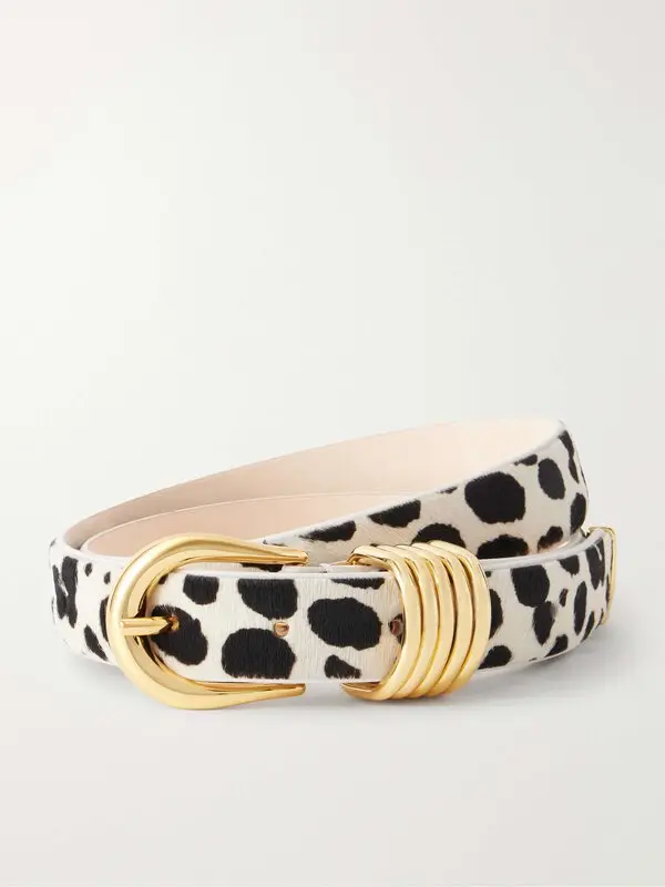DEHANCHE Hollyhock Dalmatian Calf Hair Belt - Leopard Print