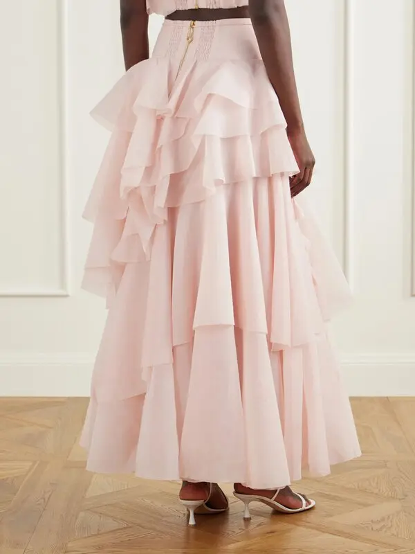 Aje Villa Ruffled Organza Midi Skirt