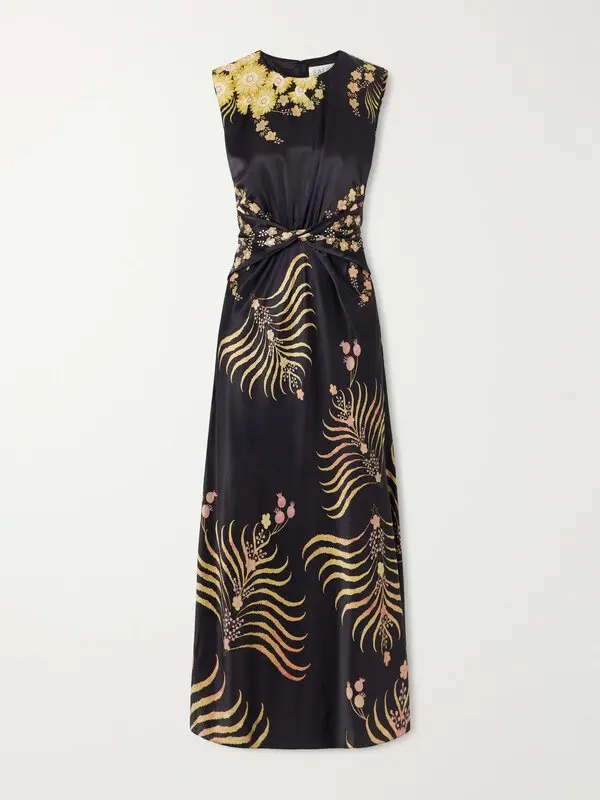 Saloni Gwen Floral-printed Silk-blend Midi Dress