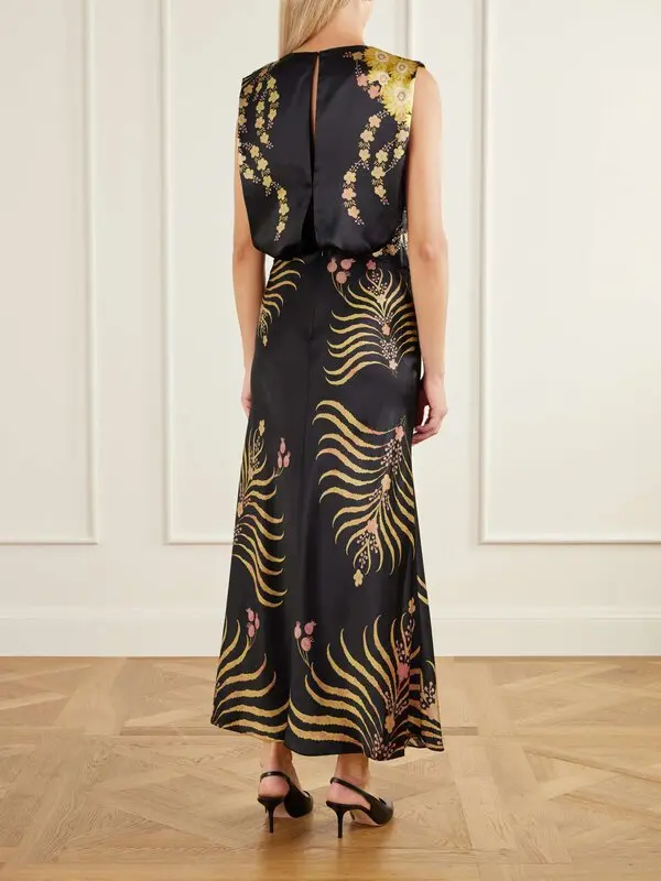 Saloni Gwen Floral-printed Silk-blend Midi Dress