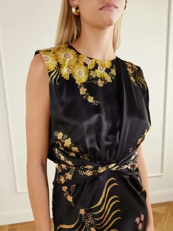 Saloni Gwen Floral-printed Silk-blend Midi Dress