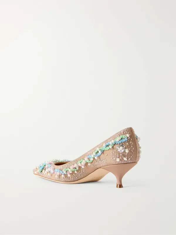 Tory Burch 45 Bead-embellished Canvas Pumps