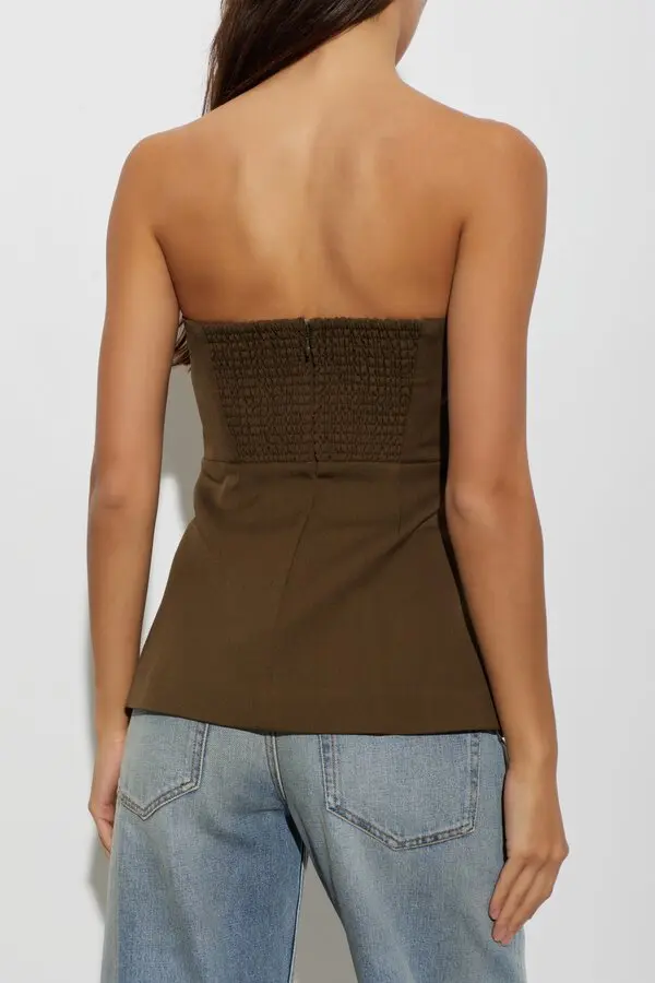 GESTUZ Gzstacy" Strapless Pleated Top - Green