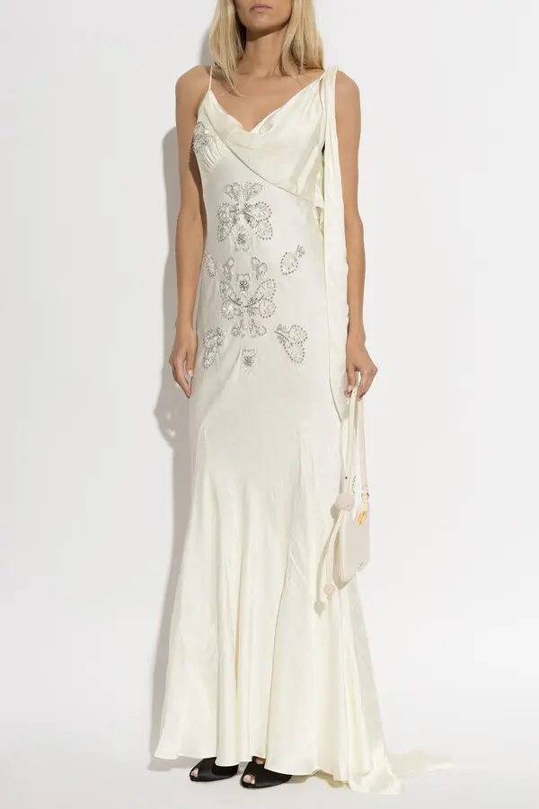 SELF-PORTRAIT Satin Maxi Dress With Embellishments