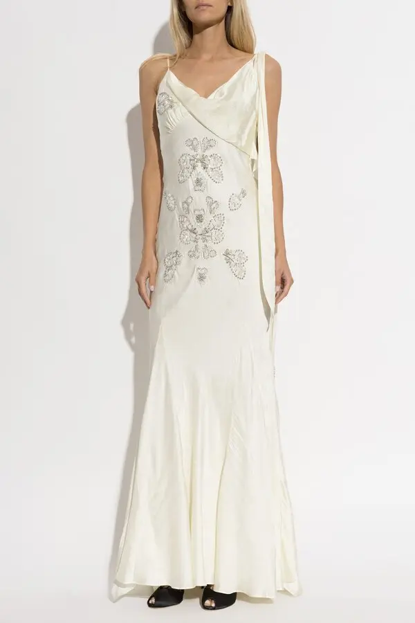 SELF-PORTRAIT Satin Maxi Dress With Embellishments