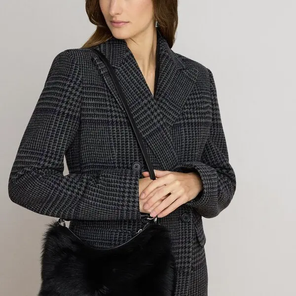 Ralph Lauren Shearling Small Blaike Shoulder Bag - Black