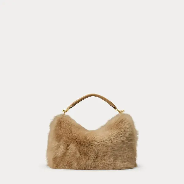 Ralph Lauren Shearling Small Blaike Shoulder Bag - Camel/camel