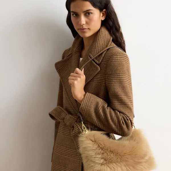 Ralph Lauren Shearling Small Blaike Shoulder Bag - Camel/camel