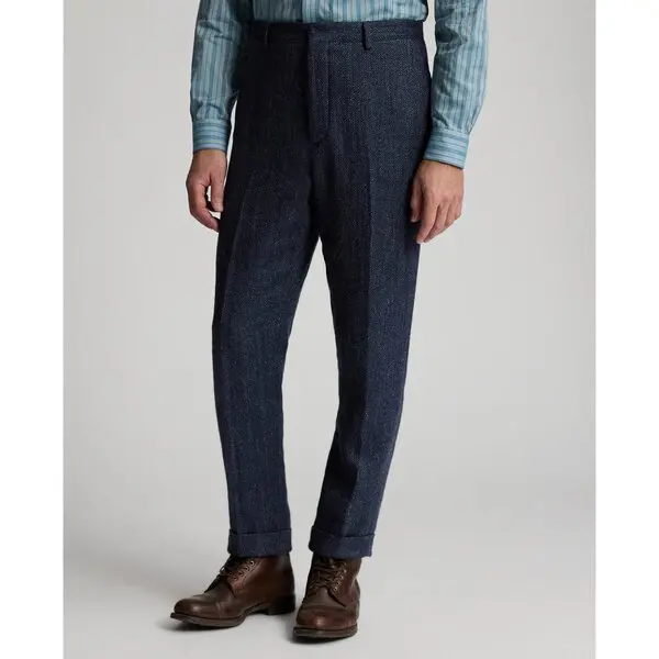 Ralph Lauren Slim Fit Linen-blend Herringbone Trouser
