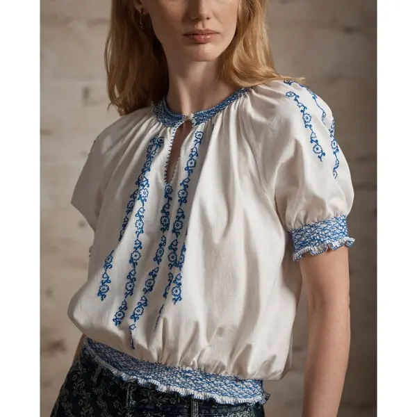 Ralph Lauren Hand-embroidered Jersey Top