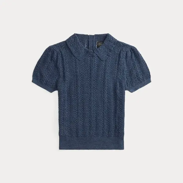 Ralph Lauren Cotton Cable-knit Pointelle Sweater - Navy