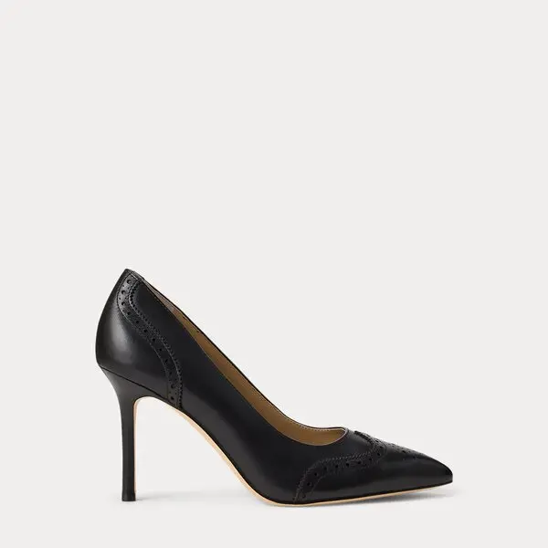 Ralph Lauren Lynden Perforated Leather Pump - Black