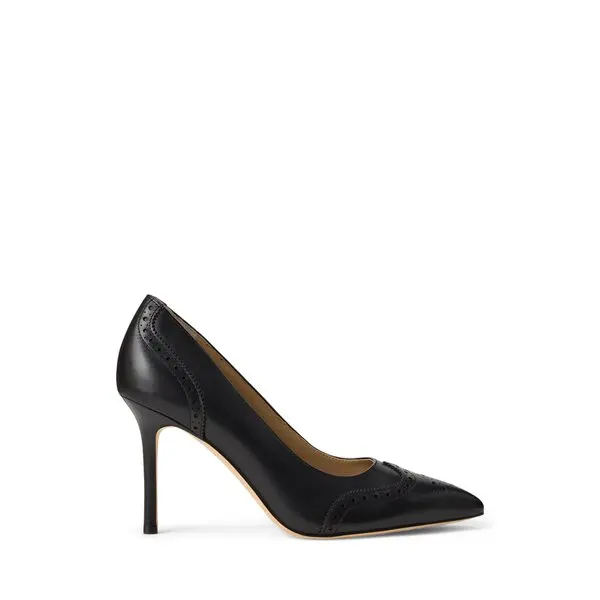 Ralph Lauren Lynden Perforated Leather Pump - Black