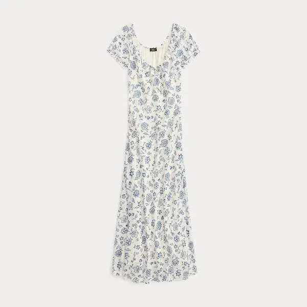 Ralph Lauren Floral-print Voile Maxi Dress - White/blue